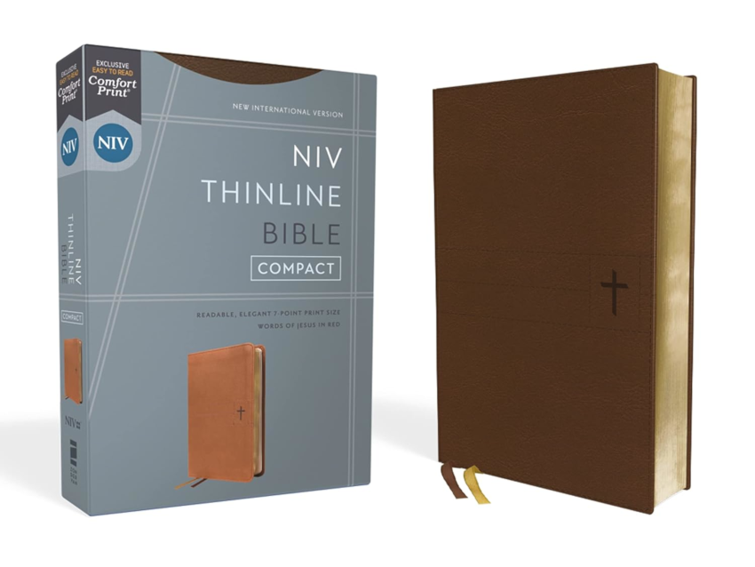 NIV Thinline Bible Compact Leathersoft, Brown – The Ink Room (Bookstore)